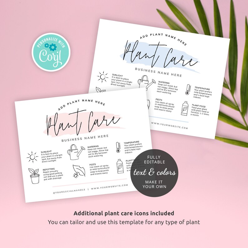 Plant Care Card Template Editable House Plant Care Guide - Etsy