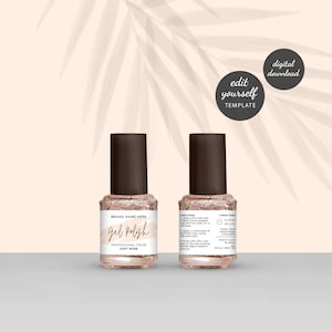 Feminine Nail Polish Label Template, Editable Gel Polish Bottle Wrapper ...