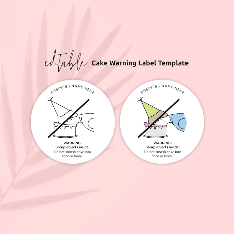 Tiered Cake Warning Label Template, Do Not Smash in Face or Body ...