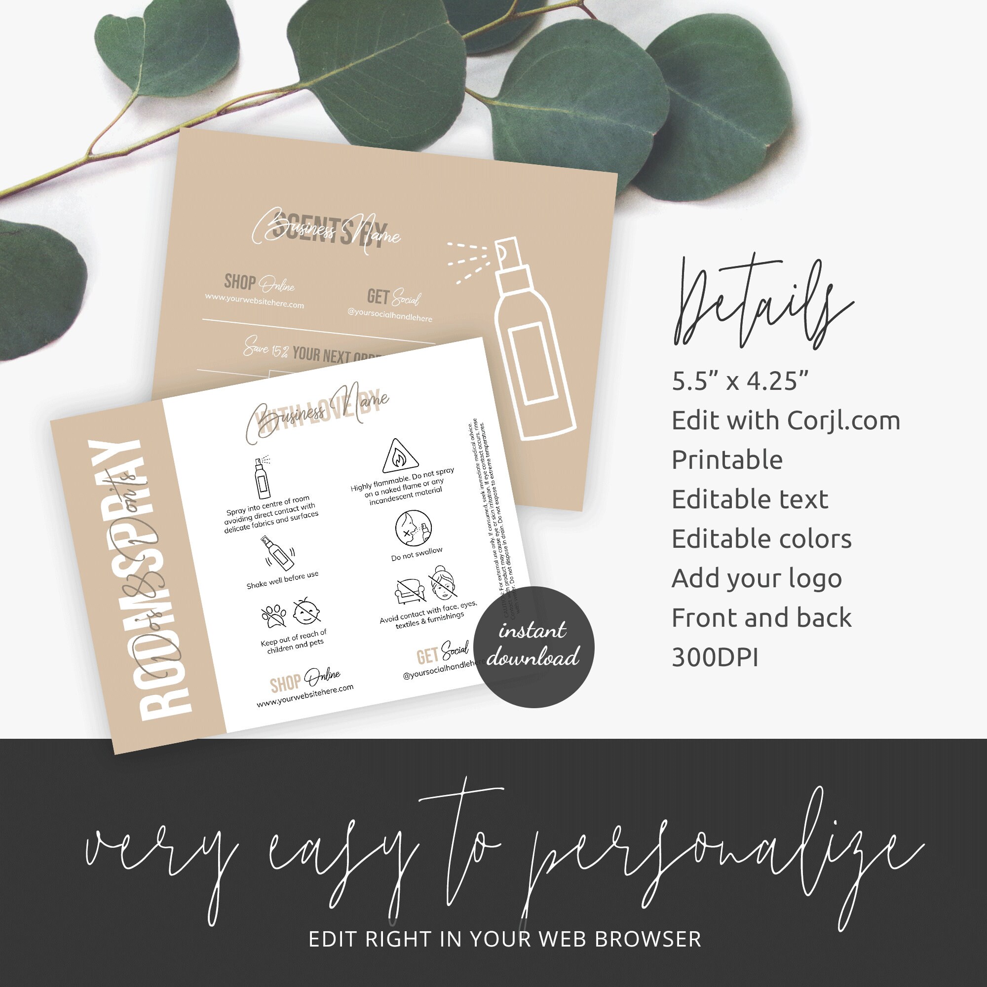 Modern Room Spray Safety Guide Template Custom Room Mist Care - Etsy