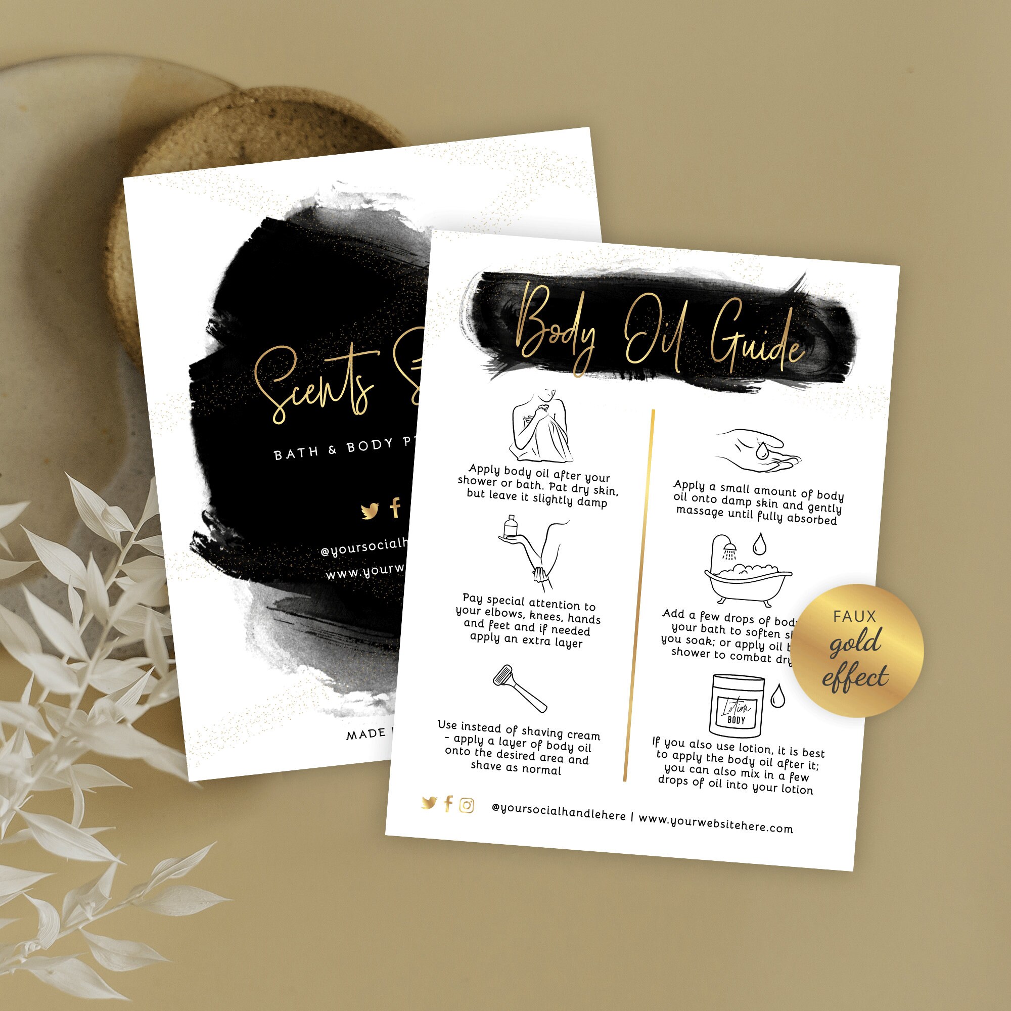 Body Oil Care Instructions Template, Custom Dry Oil Application Guide ...