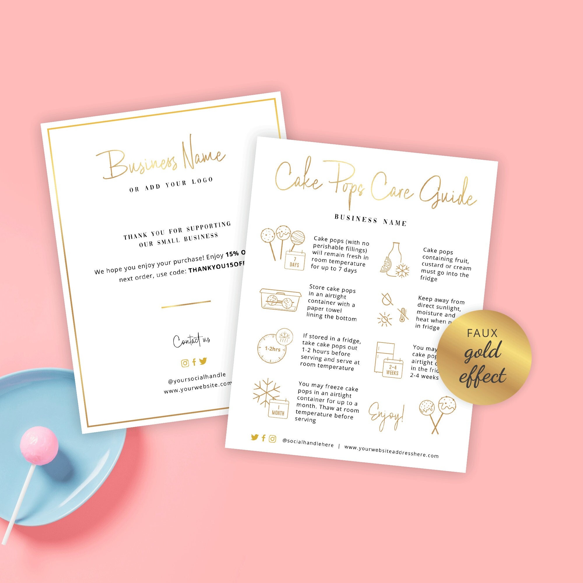 Printable Cake Pops Care Card Customizable Cake Pops Care - Etsy