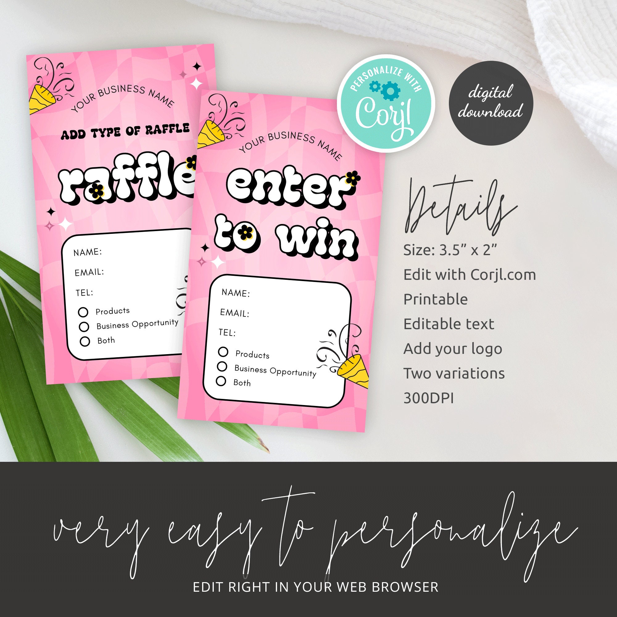 Groovy Retro Raffle Tickets Template, Girly Pink Enter to Win Name ...