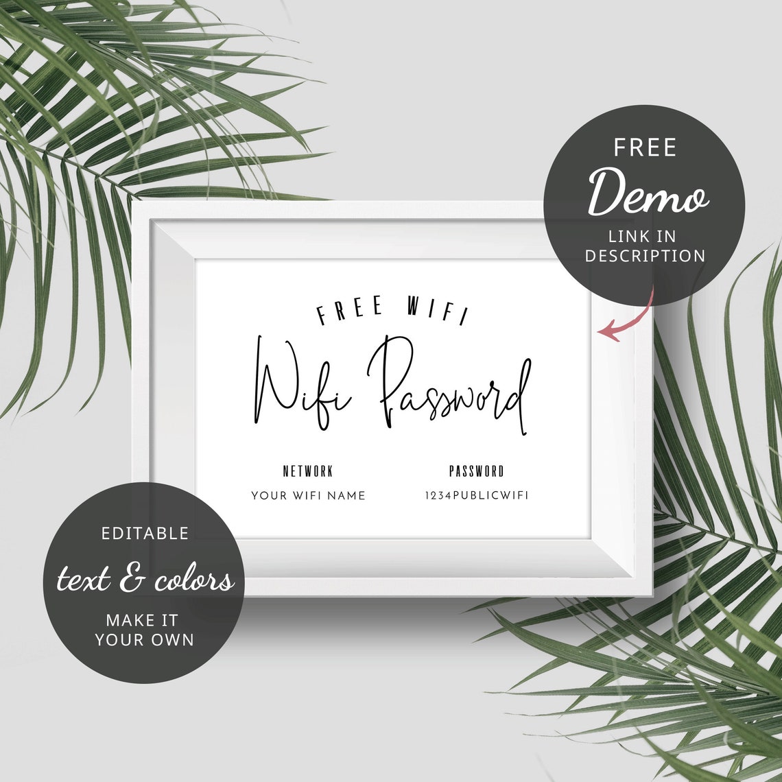 Editable WiFi Password Sign Printable WiFi Sign Template | Etsy