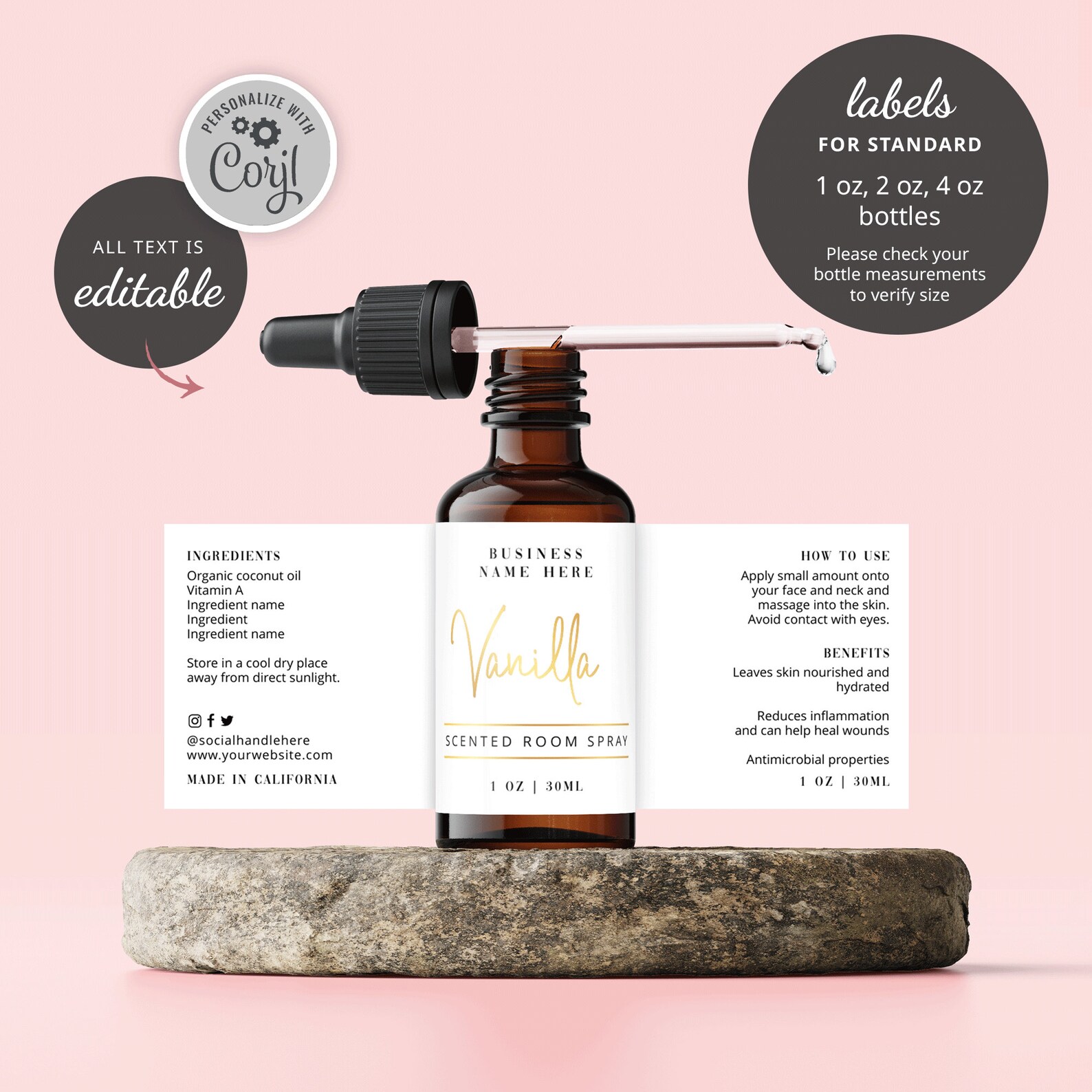 Faux Gold Bottle Labels Editable 1 Oz 2 Oz 4 Oz Bottle - Etsy