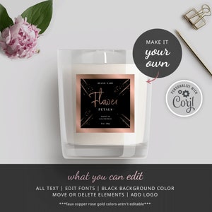 Rose Gold Effect Labels Template, Editable Circle and Square Labels ...