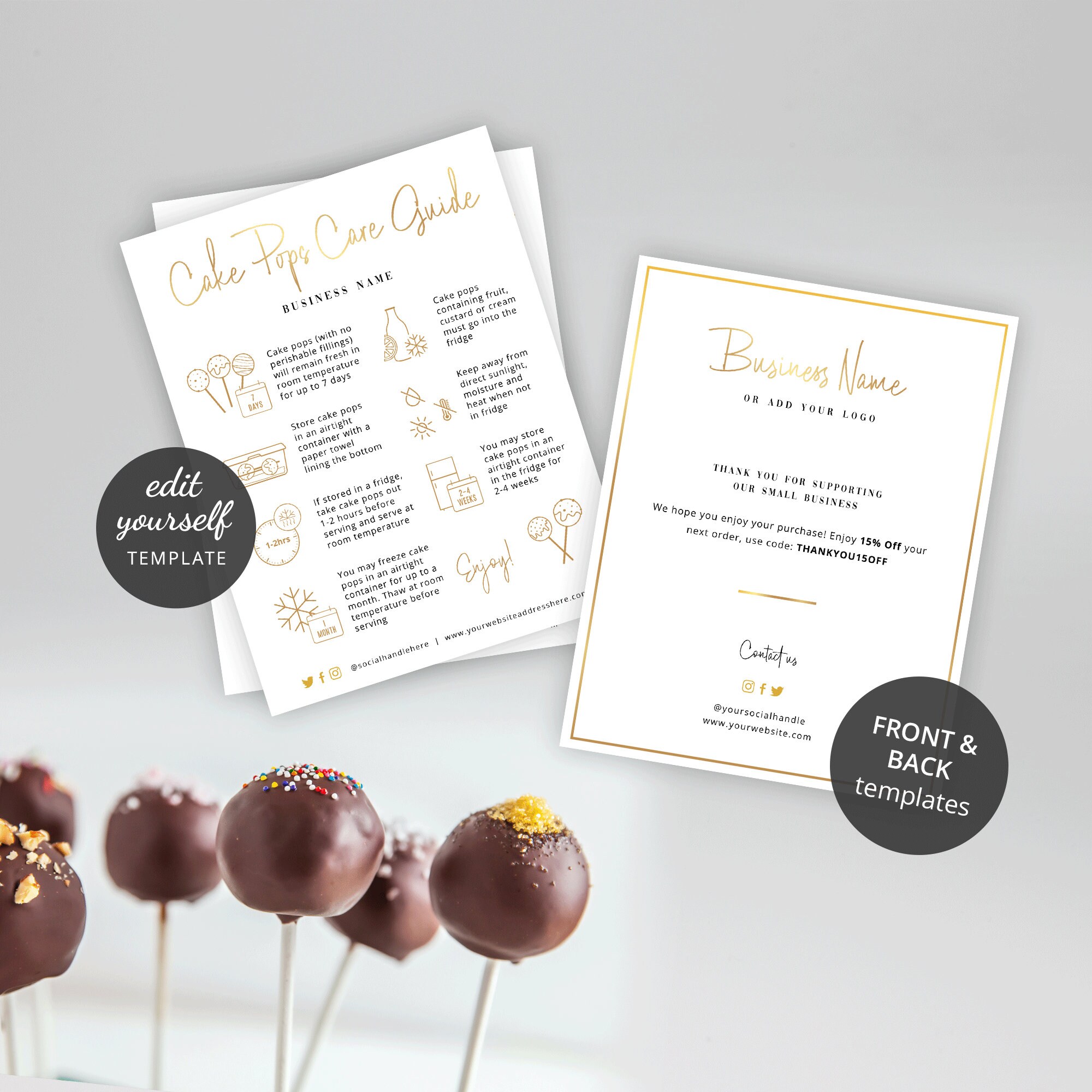 Printable Cake Pops Care Card Customizable Cake Pops Care - Etsy