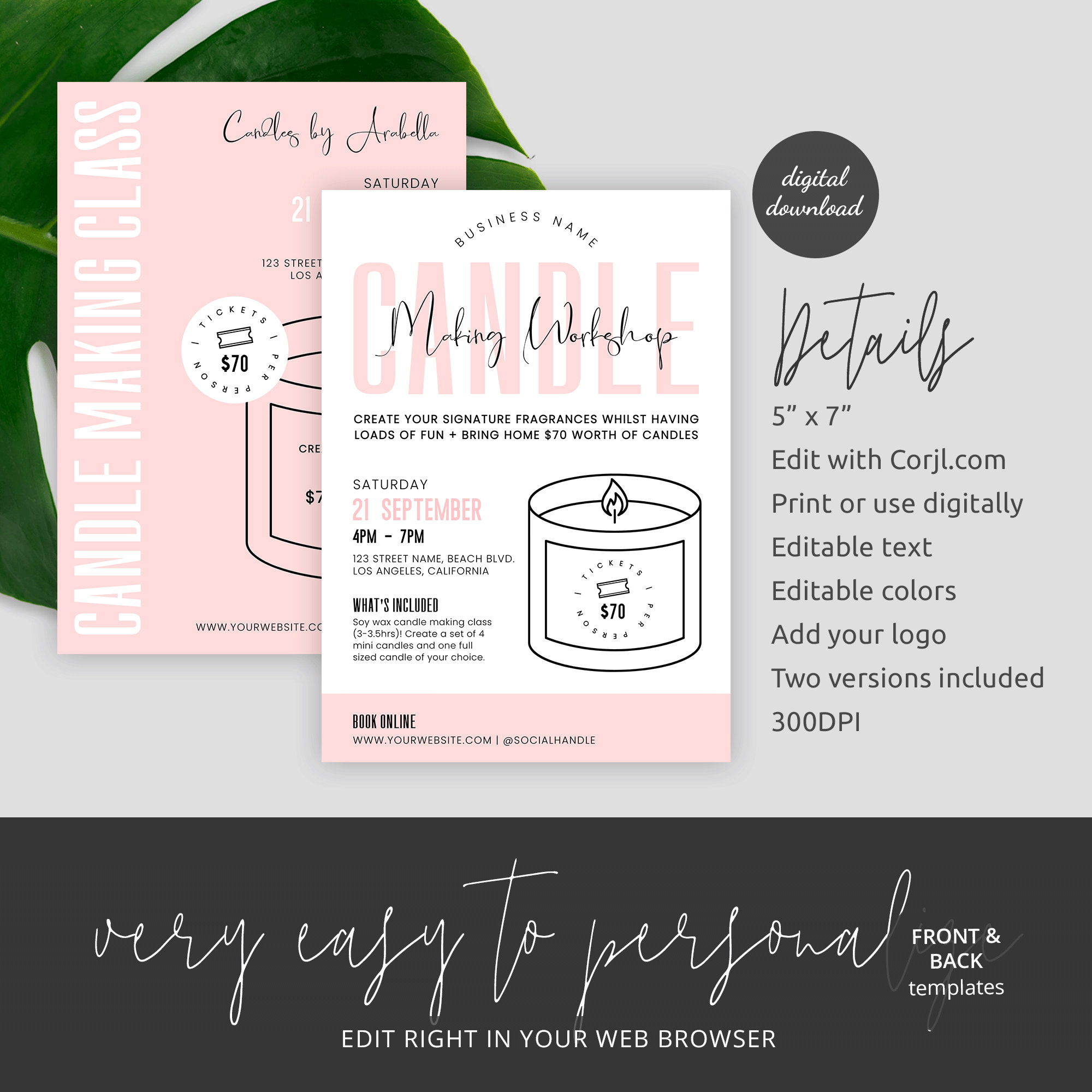 Candle Making Marketing Template Feminine Candle Class Promo - Etsy