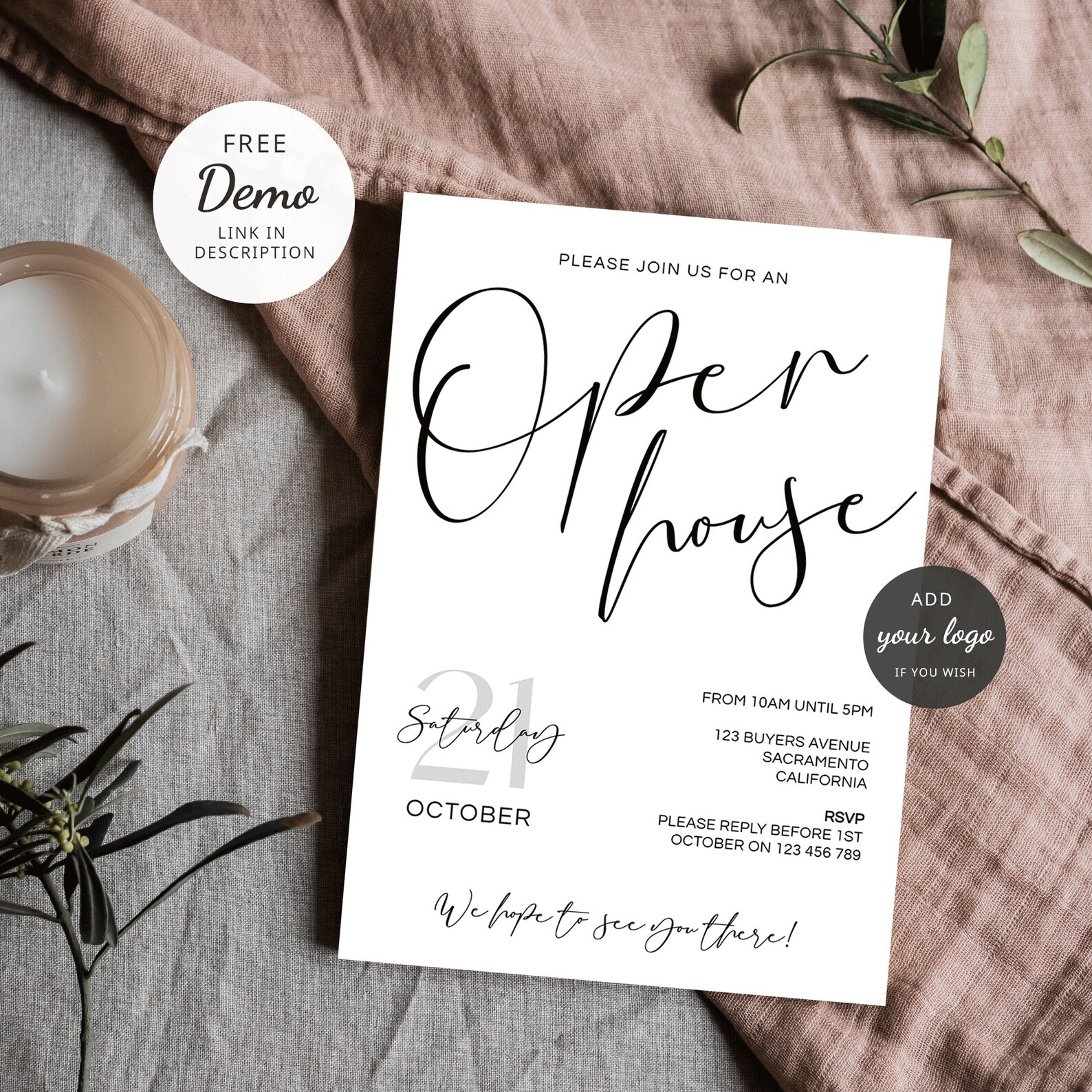 Editable Open House Invite Template, Minimalist Real Estate Event ...