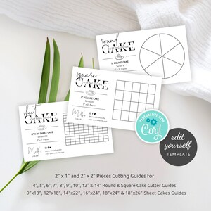Round & Square Cake Cutting Guides, Editable Wedding Cakes Cutting ...