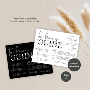 Editable Tea Brewing Guide, Loose Tea Steeping Instructions Template ...