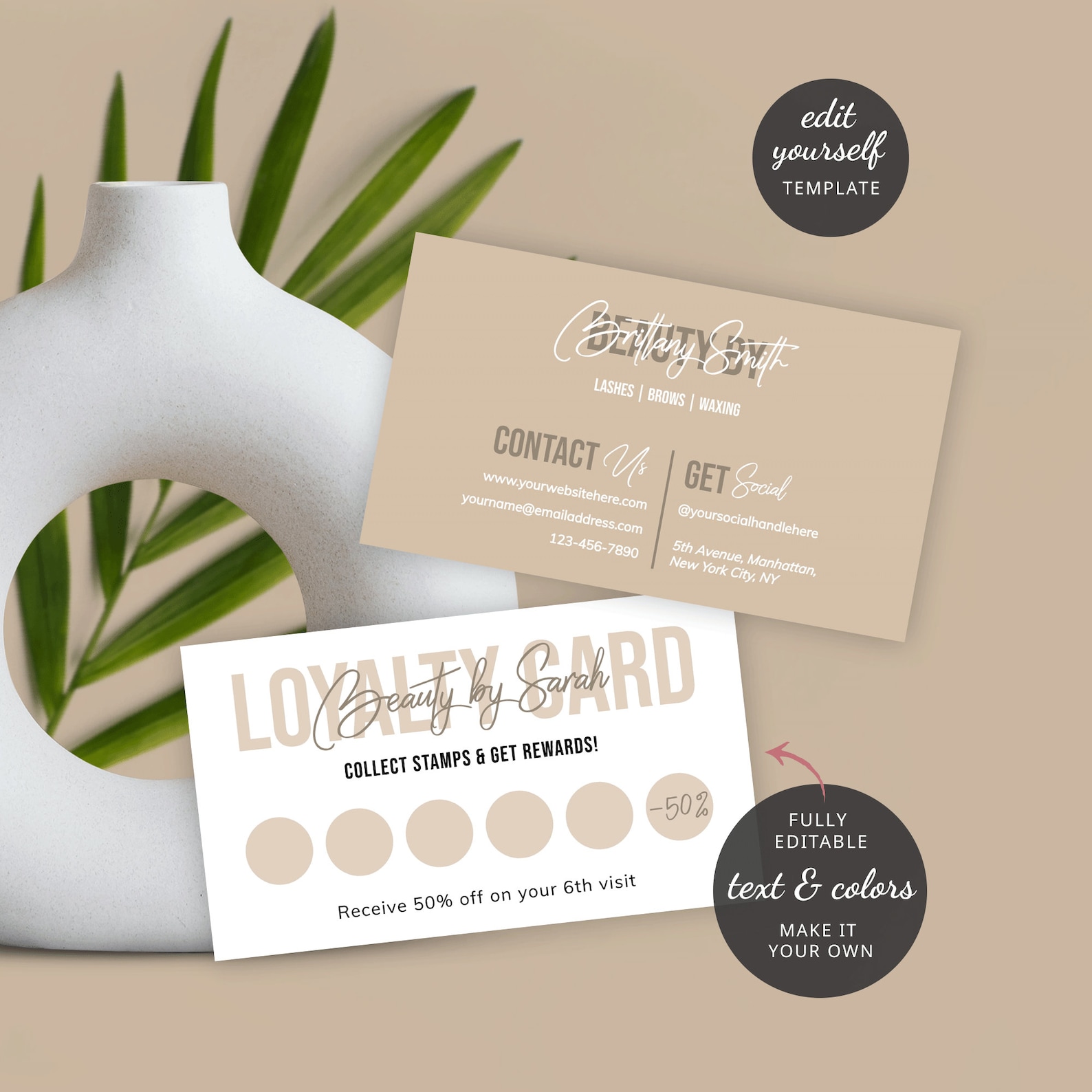 Minimal Loyalty Card Template, Custom Customer Reward Cards Design ...