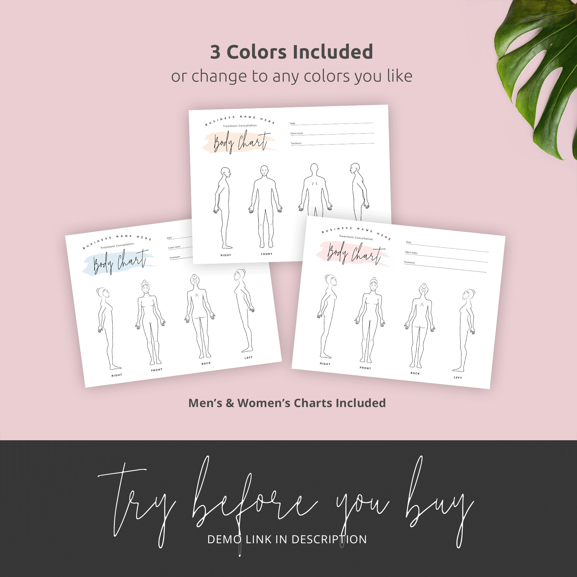Body Chart Template Editable Beauty Salon Consultation - Etsy