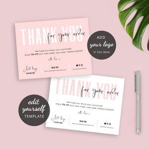 Small Business Thank You Card Template, Thank You for Your Order ...