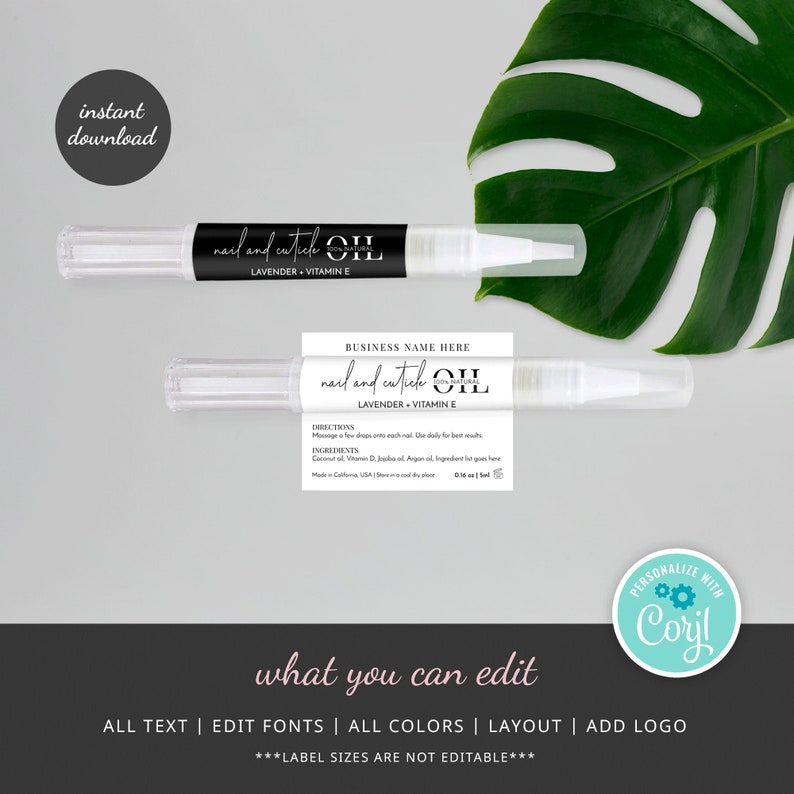Cuticle Oil Pen Label Template Editable Cosmetic Twist Tube - Etsy