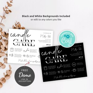 Candle Care Card Template, Editable Candle Care Guide, Minimalist Care ...