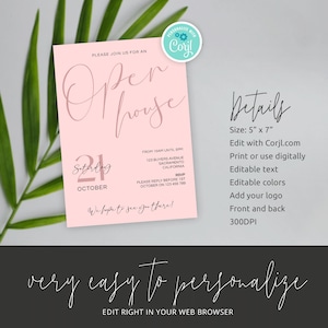 Editable Open House Invite Template, Feminine Estate Agent Marketing ...