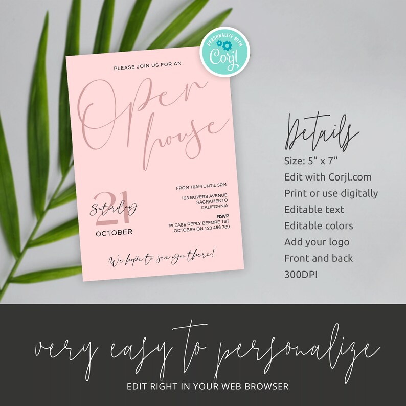 Editable Open House Invite Template Feminine Realtor - Etsy