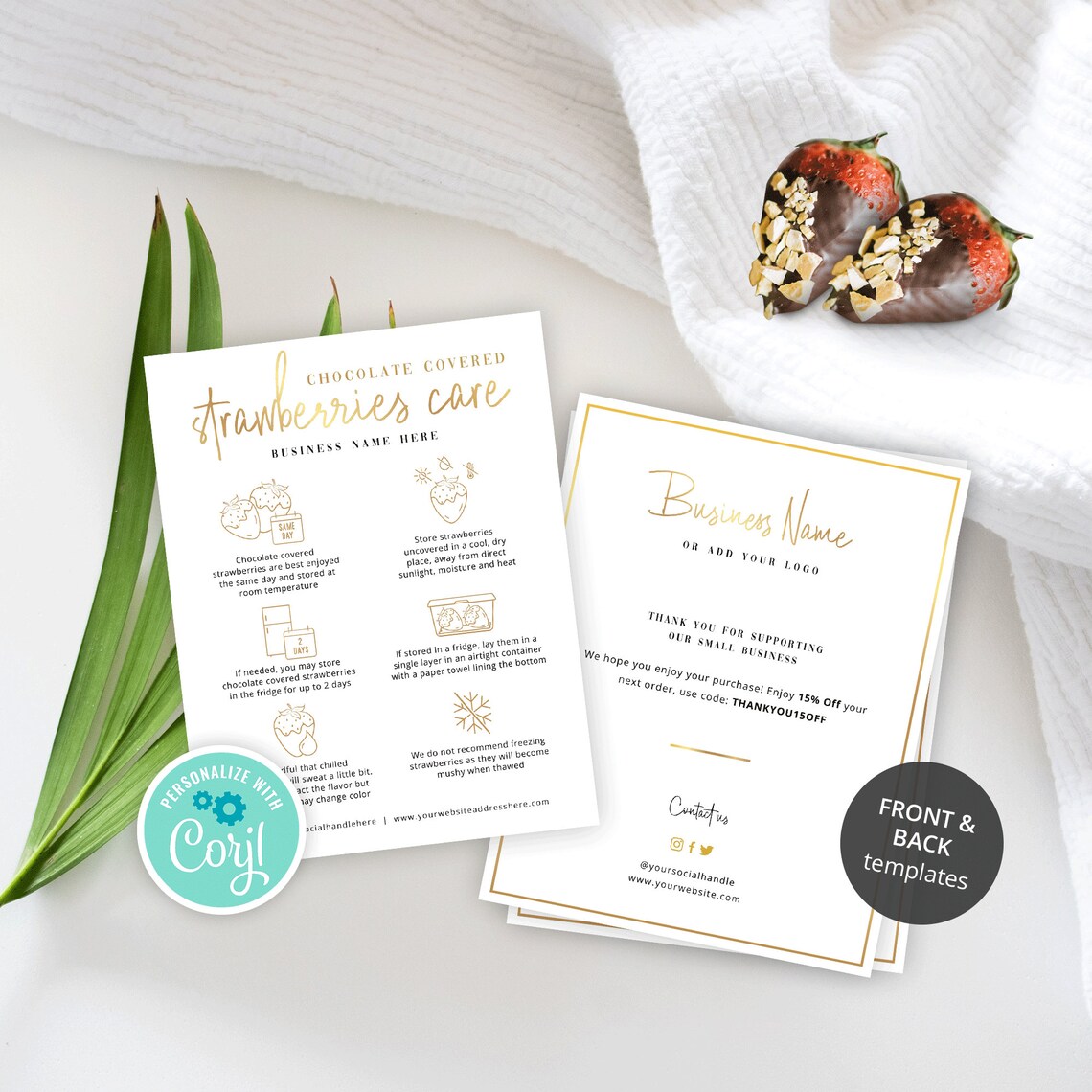 Choc Dipped Strawberries Care Card, Faux Gold Chocolate Berry Care ...