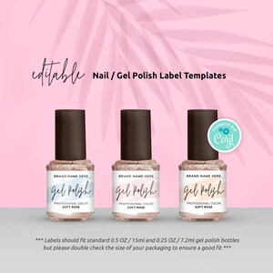 Feminine Nail Polish Label Template, Editable Gel Polish Bottle Wrapper ...