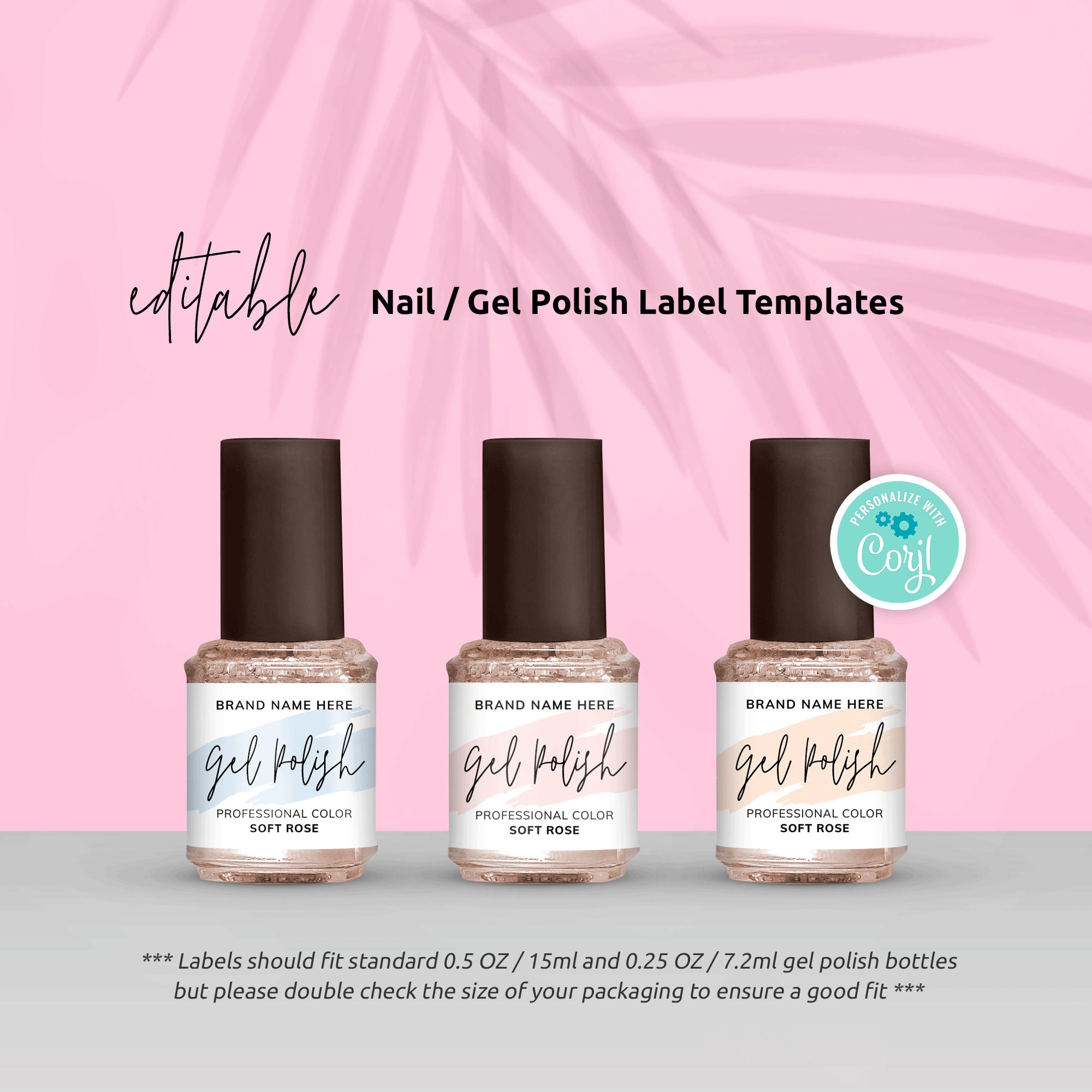 Feminine Nail Polish Label Template, Editable Gel Polish Bottle Wrapper ...