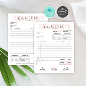 Cake Order Form Template, Editable Bakery Invoice Design, Instant ...