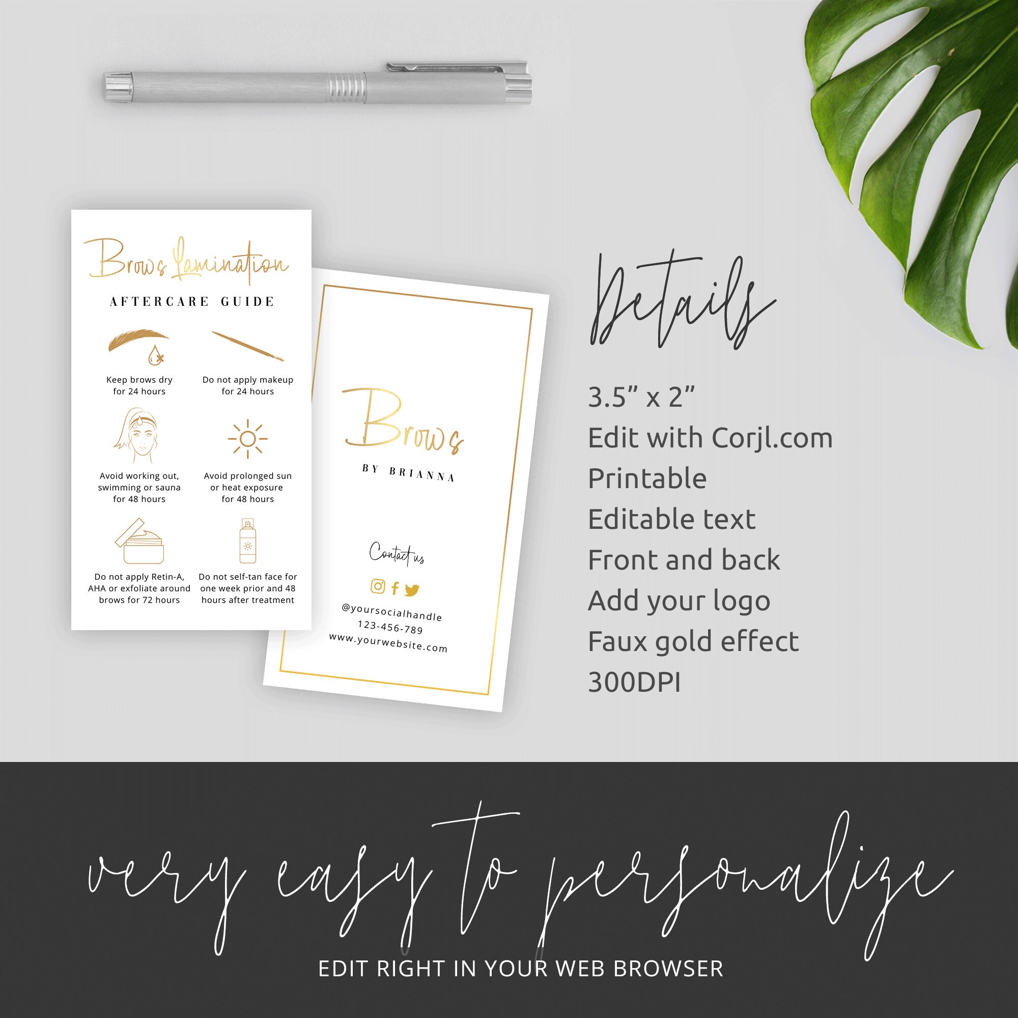 DIY Brows Care Card Brow Salon Aftercare Template Eyebrows - Etsy