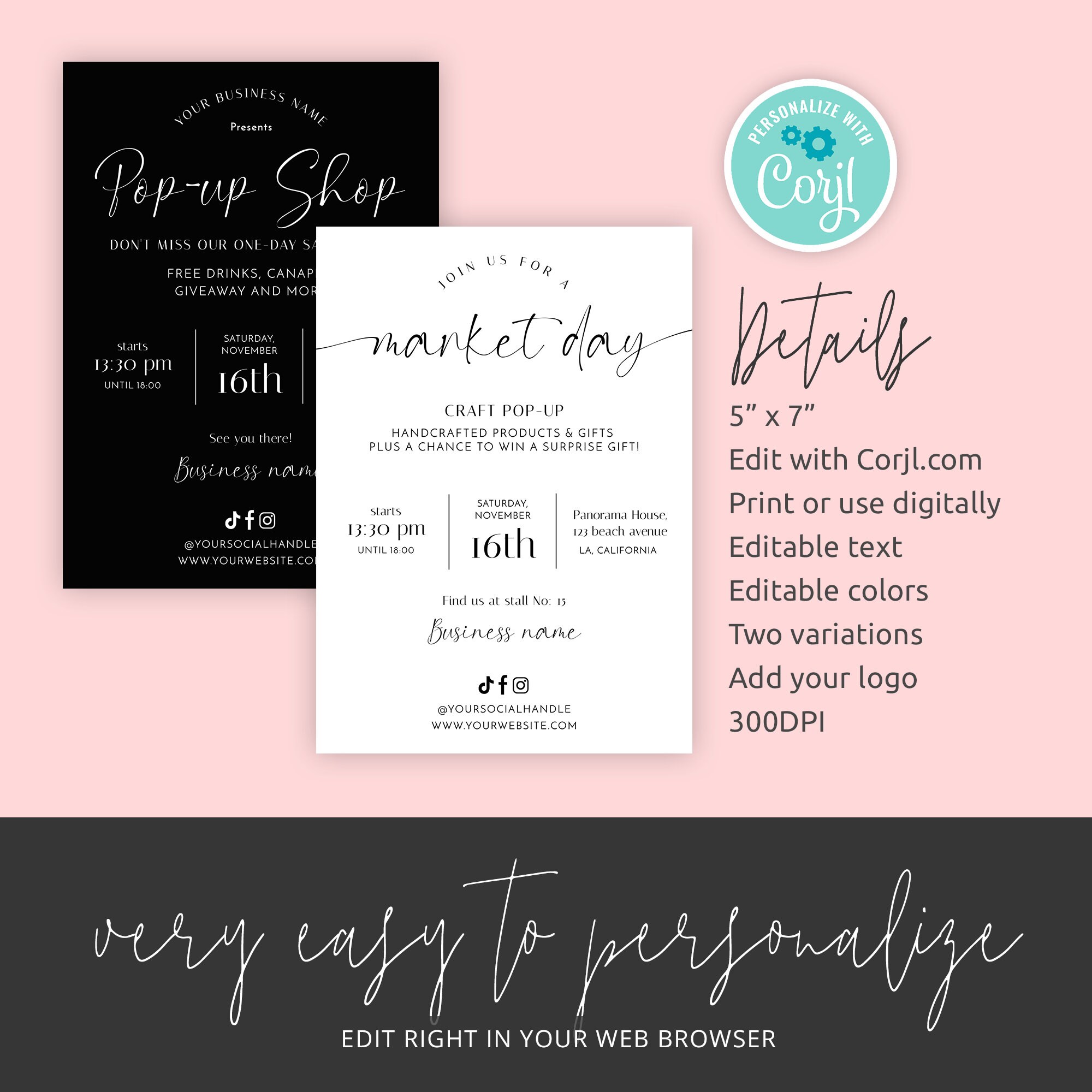 Market Day Flyer Template, Editable Pop up Shop Leaflet, Business Event ...
