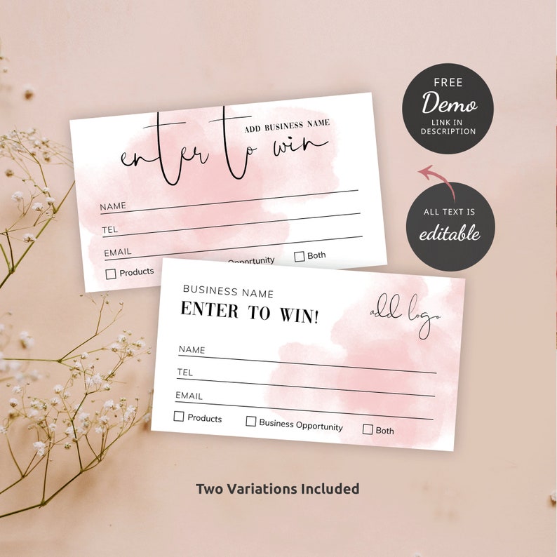 Custom Blush Pink Raffle Ticket Feminine Watercolor Enter to - Etsy