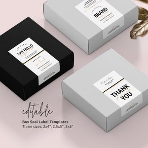 Product Box Label Template, Black & Gold, Box Seal Shipping Sticker ...