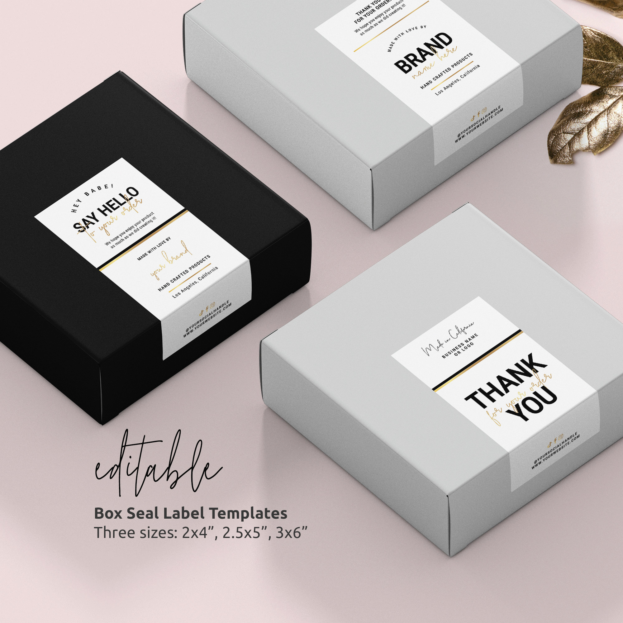 Product Box Label Template, Black & Gold, Box Seal Shipping Sticker ...
