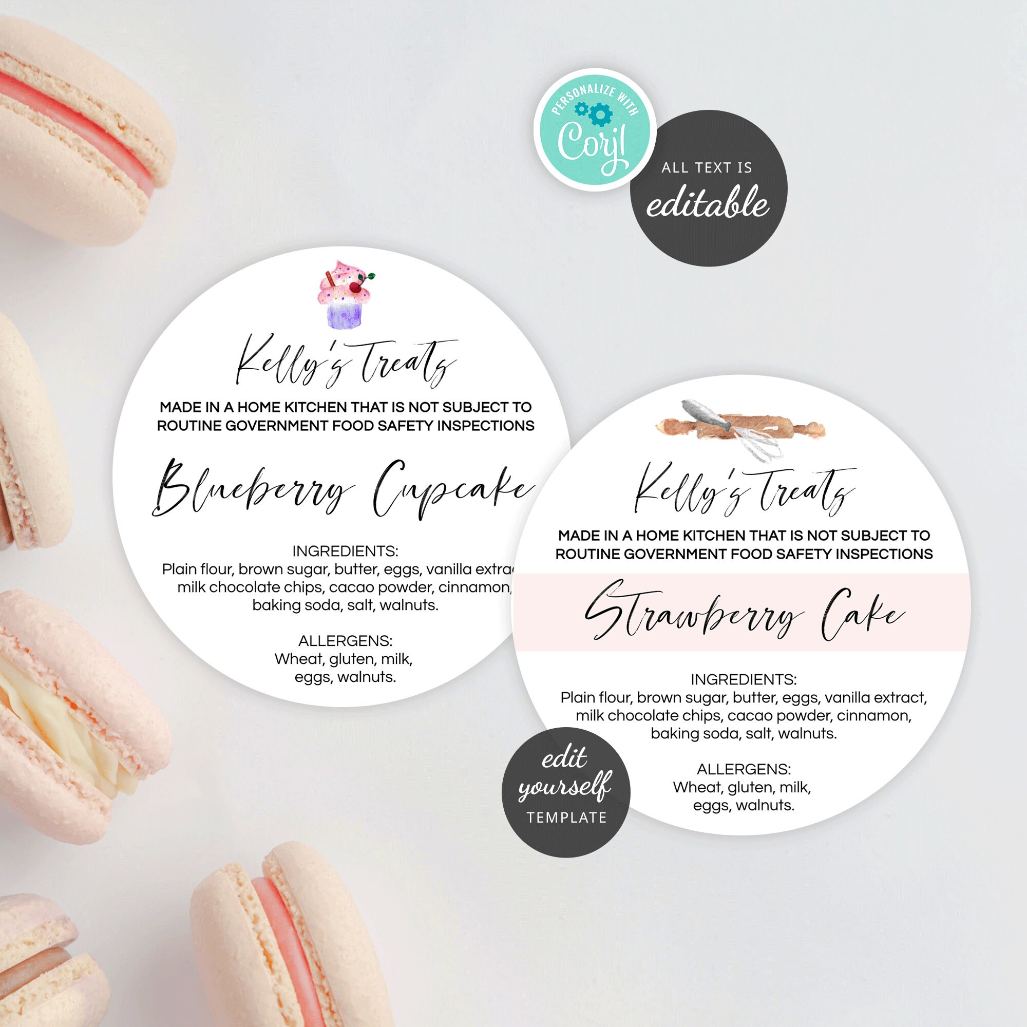 Made in Home Kitchen Labels Template DIY Cottage Law License - Etsy