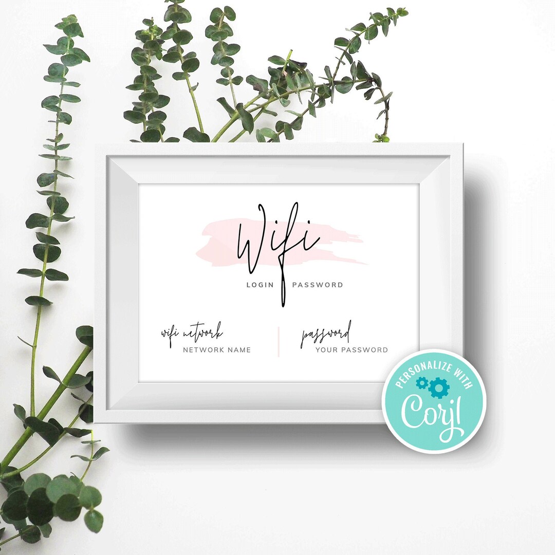 Wifi Password Sign Printable, Editable Wifi Sign, Wifi Password Card ...