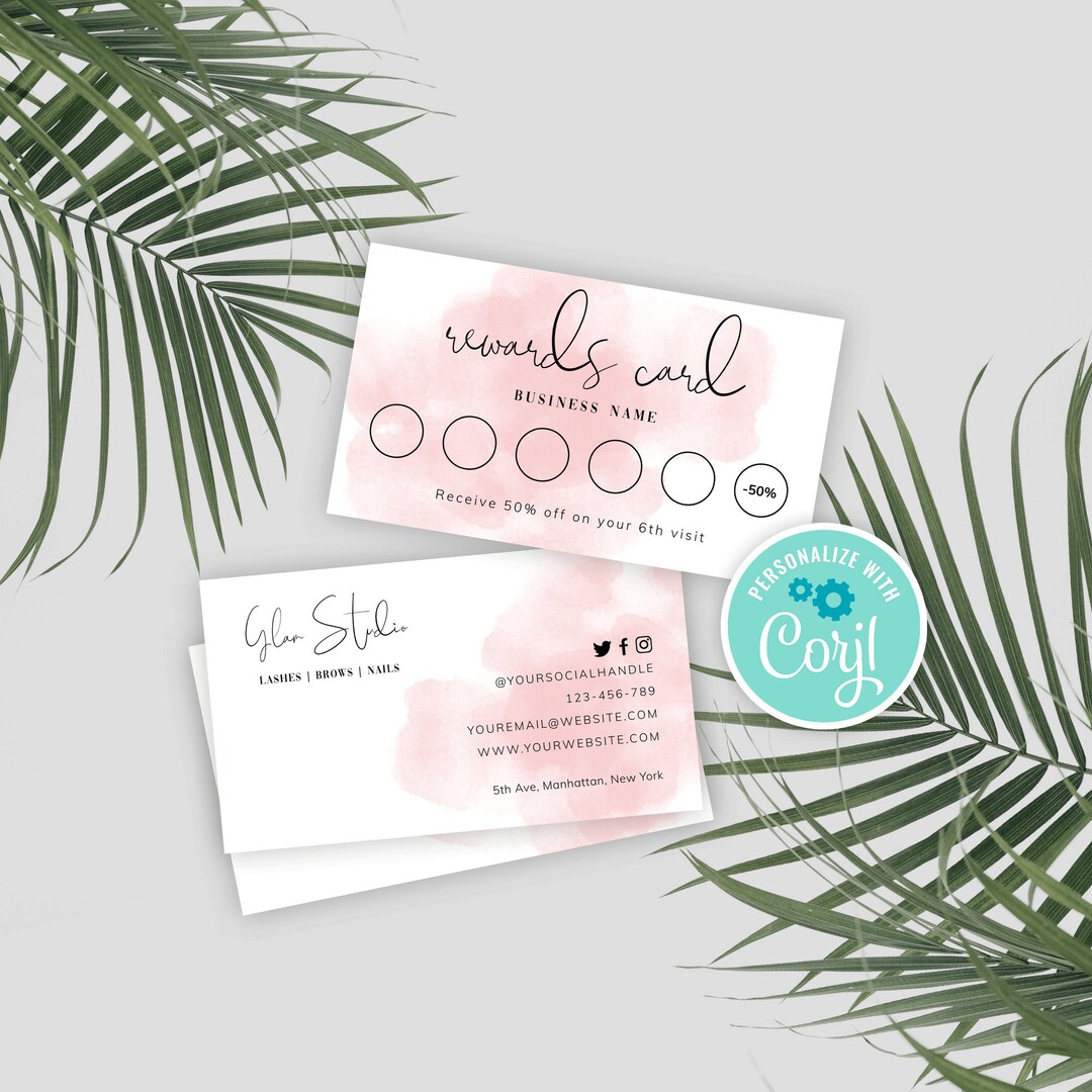 Editable Rewards Card, Printable Loyalty Card, Beauty Salon Customer ...