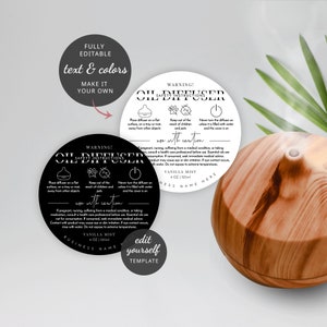 Essential Oil Diffuser Warning Label Template, Ultrasonic Diffuser ...