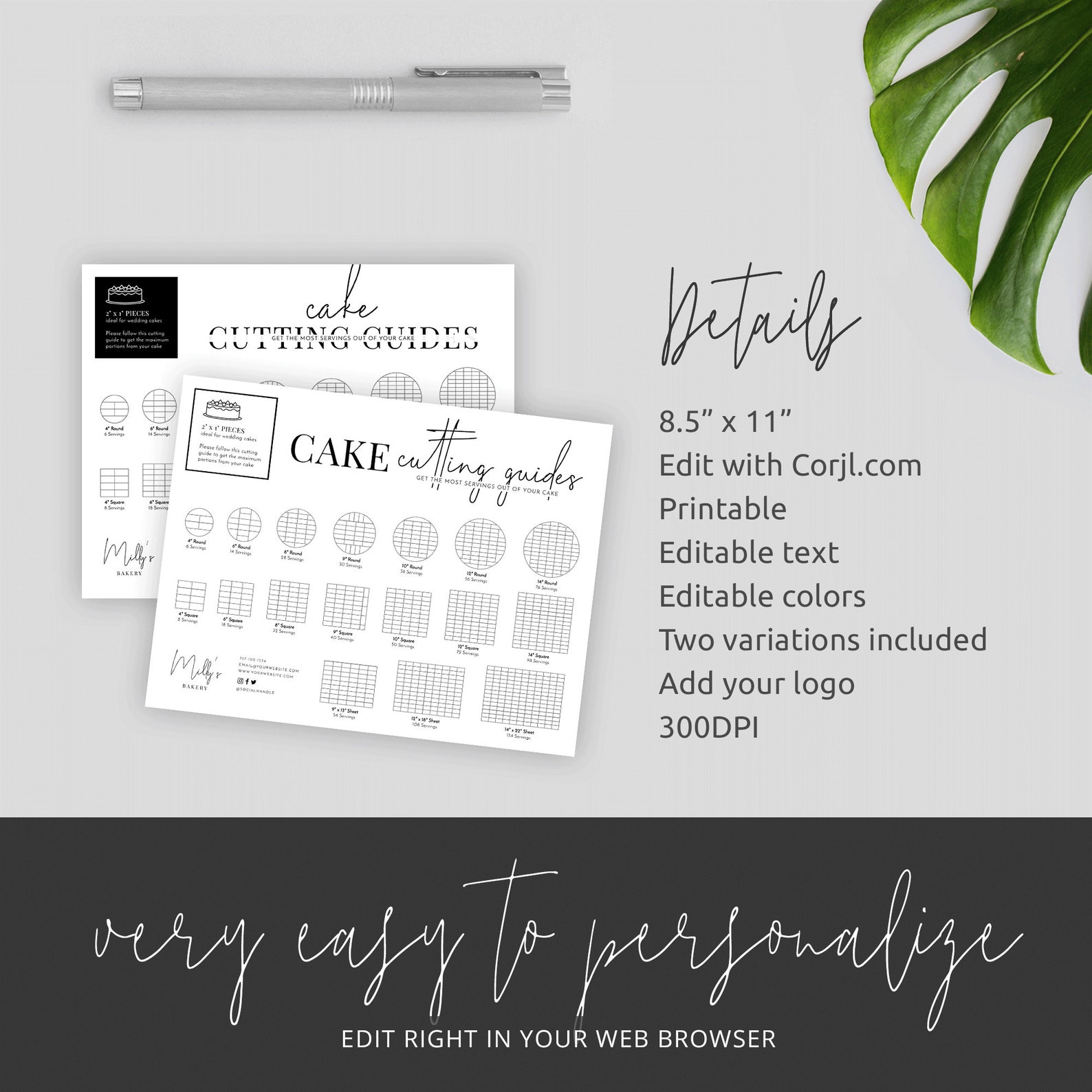Editable Cake Cutting Guides Template Instant Wedding Cake - Etsy