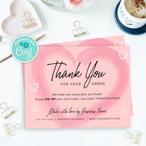 Business Thank You Card Template, Editable Thank You Package Insert ...