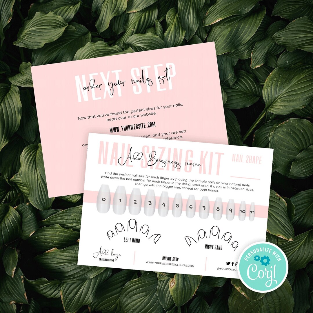 Nail Sizing Kit Template, Editable False Nails Size Guide, Printable ...
