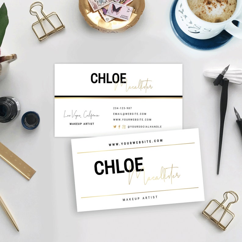 Faux Gold Business Card Template Editable Business Cards - Etsy