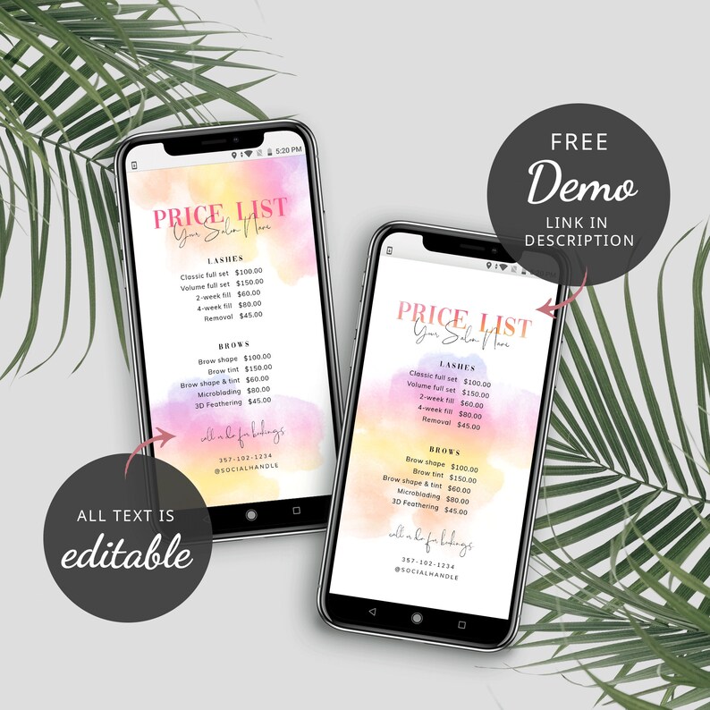 Editable Instagram Price List Template, Social Media Price List Design ...