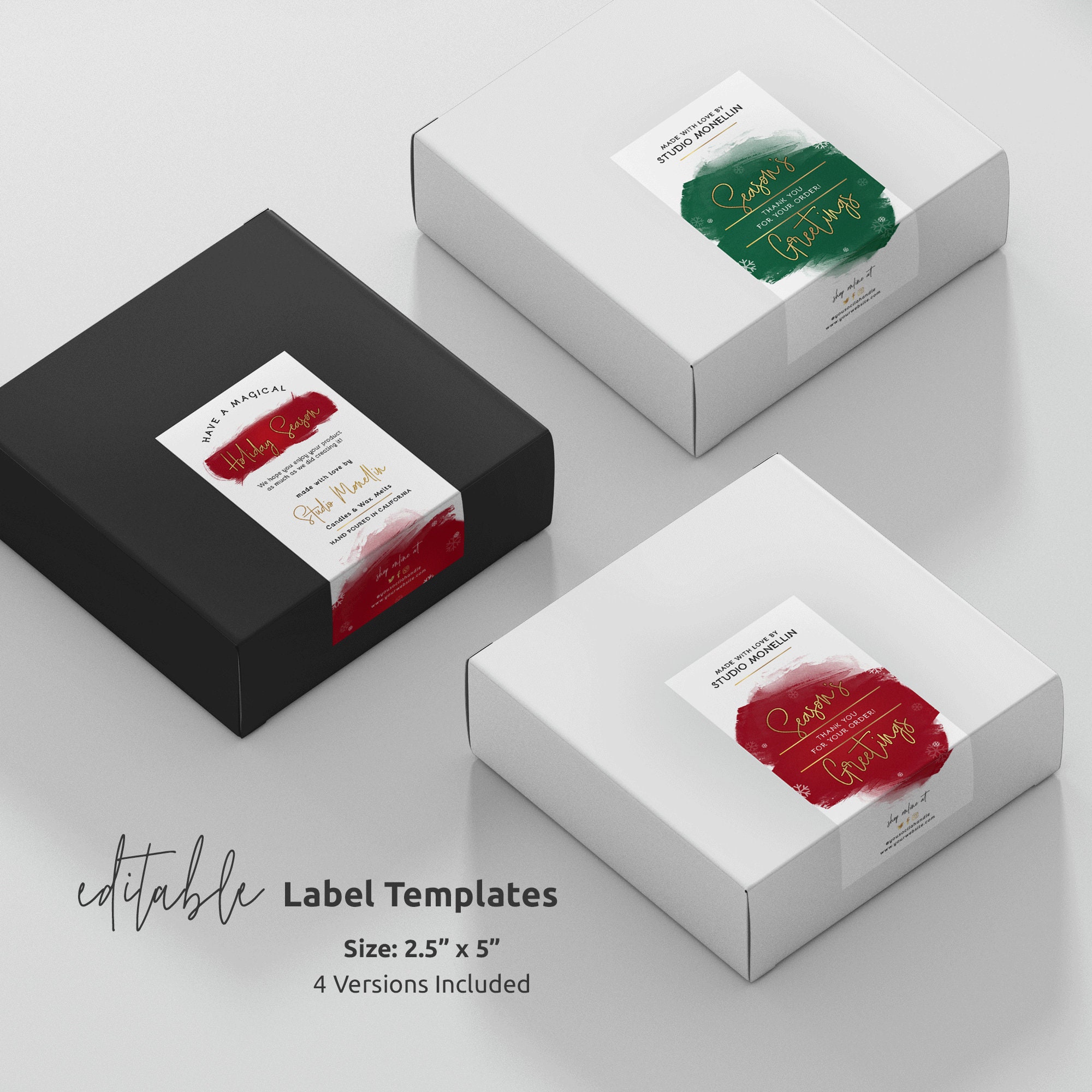 Christmas Box Seal Label Templates Editable Parcel Stickers | Etsy