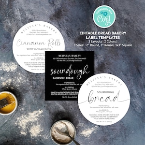 Custom Bread Labels Template, Minimalist Sourdough Food License ...