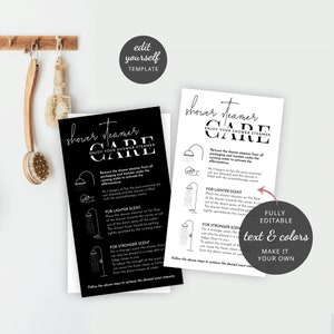 Shower Steamer Customer Guide Template, Editable Shower Mist Care Card ...
