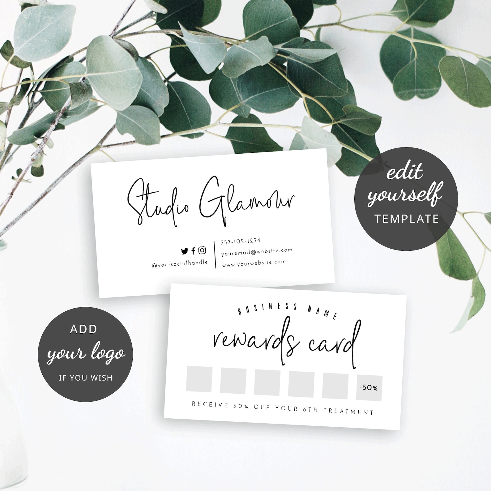 Printable Loyalty Card Design Minimalist Rewards Card | Etsy