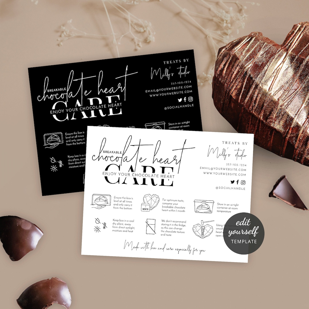 Chocolate Smash Heart Care Card Template, Editable Breakable Chocolate ...