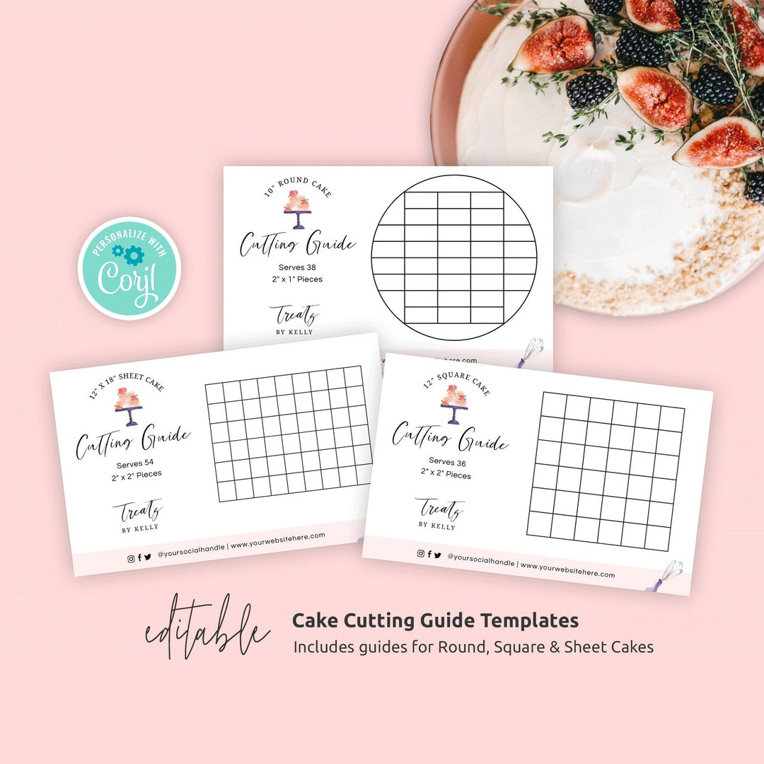 Round, Square & Sheet Cake Serving Guides, Printable Cake Cutting ...