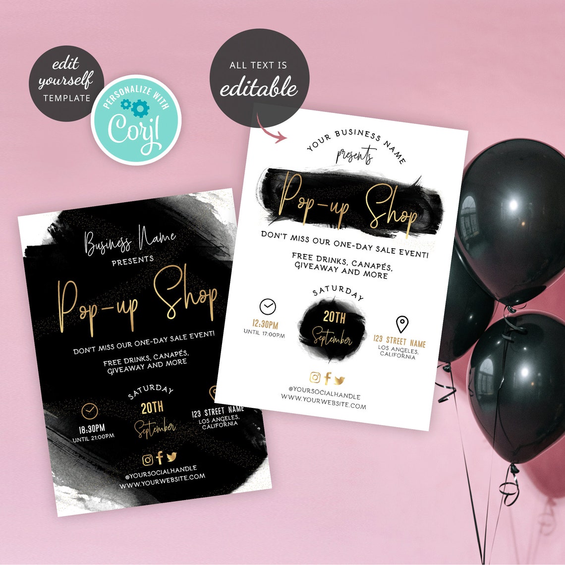 Pop up Shop Flyer Template Editable Sales Market Event - Etsy