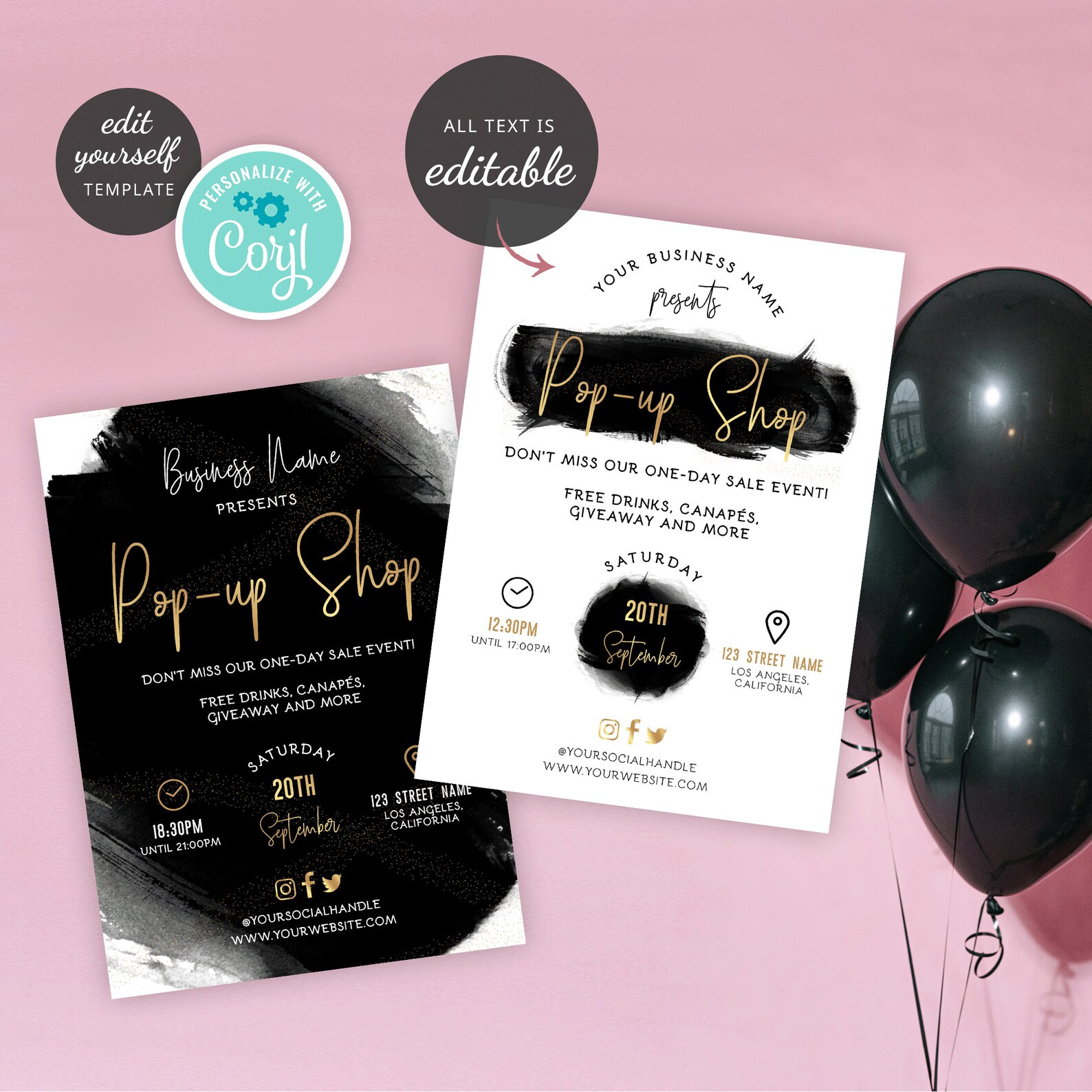 Pop up Shop Flyer Template Editable Sales Market Event - Etsy