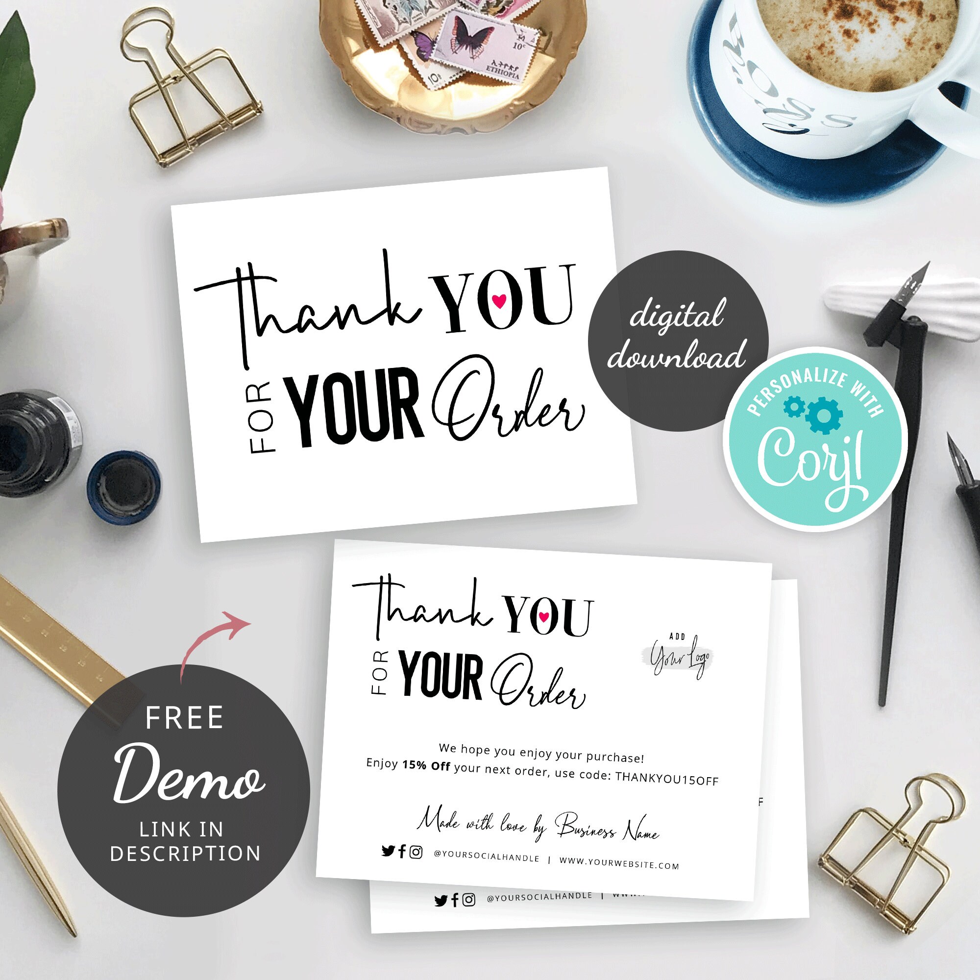 Thank You for Your Order Template Editable Thank You Note - Etsy