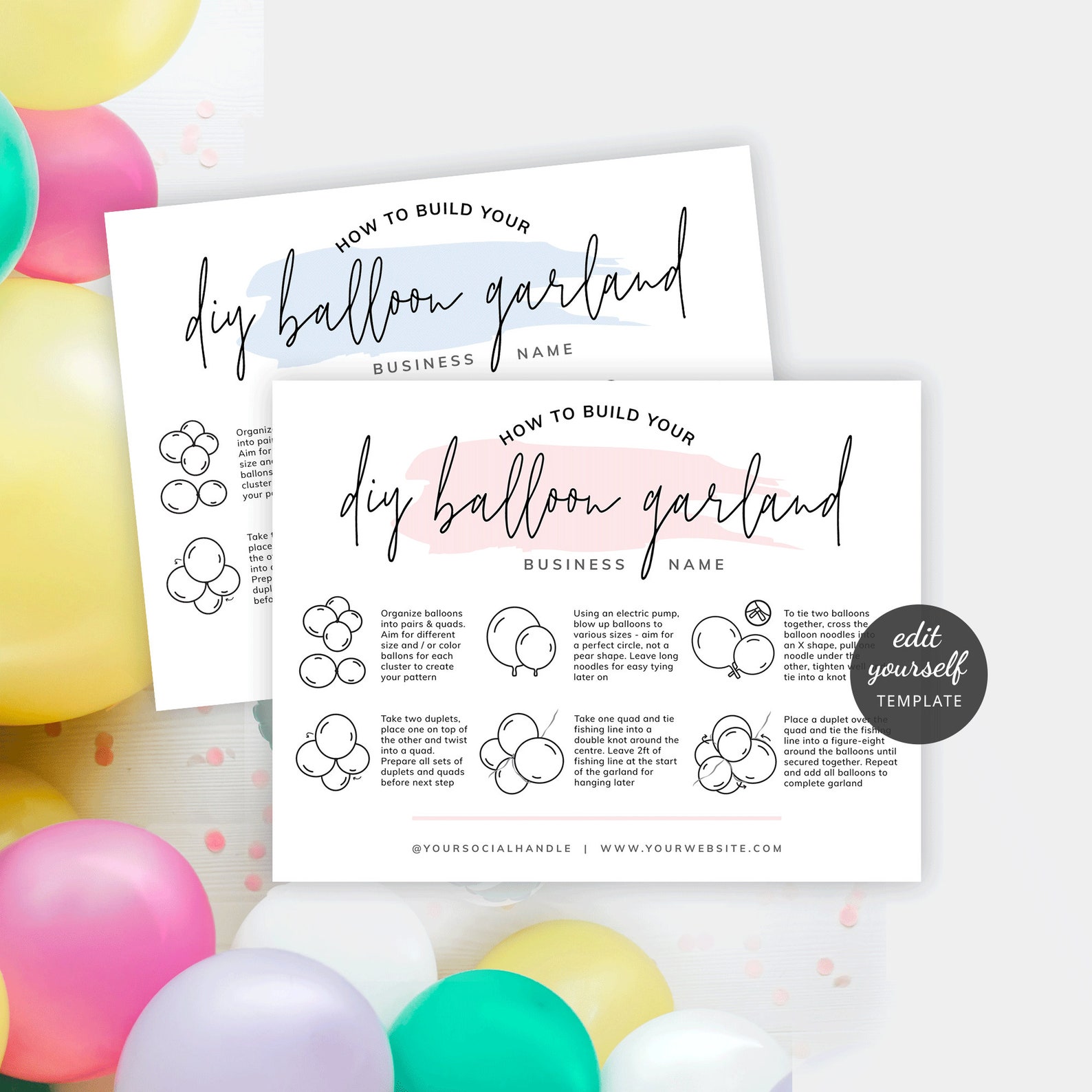 DIY Balloon Garland Kit Instructions Template, How to Build Balloon ...